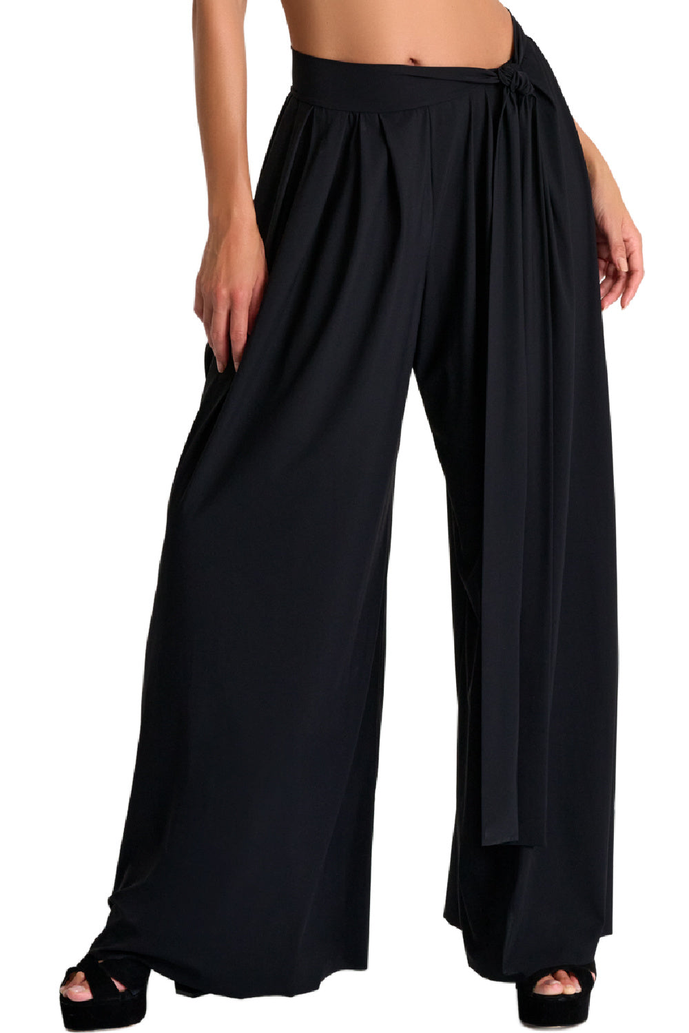 Shan Nelly Wide-Leg Palazzo Pants, Black (42630-53)