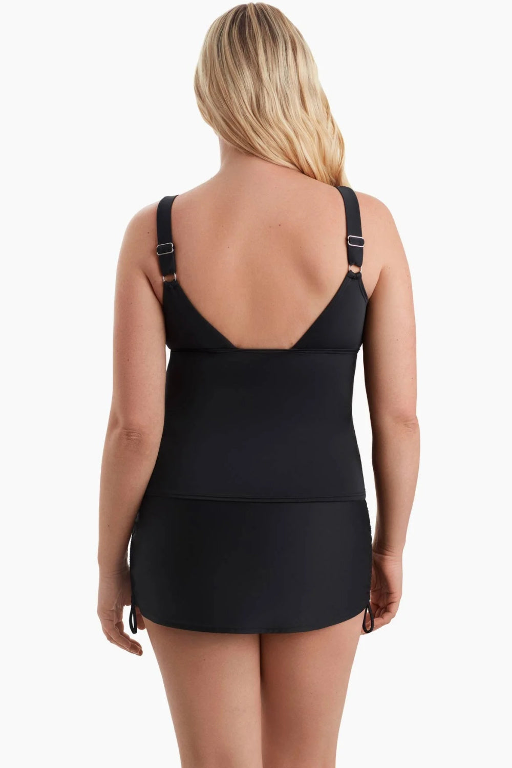 Shape Solver Herringbone Scoop Neck Tankini, Black/White