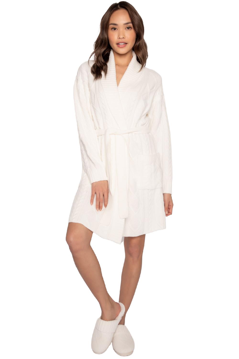 PJ Salvage Cable Knit Robe, Ivory