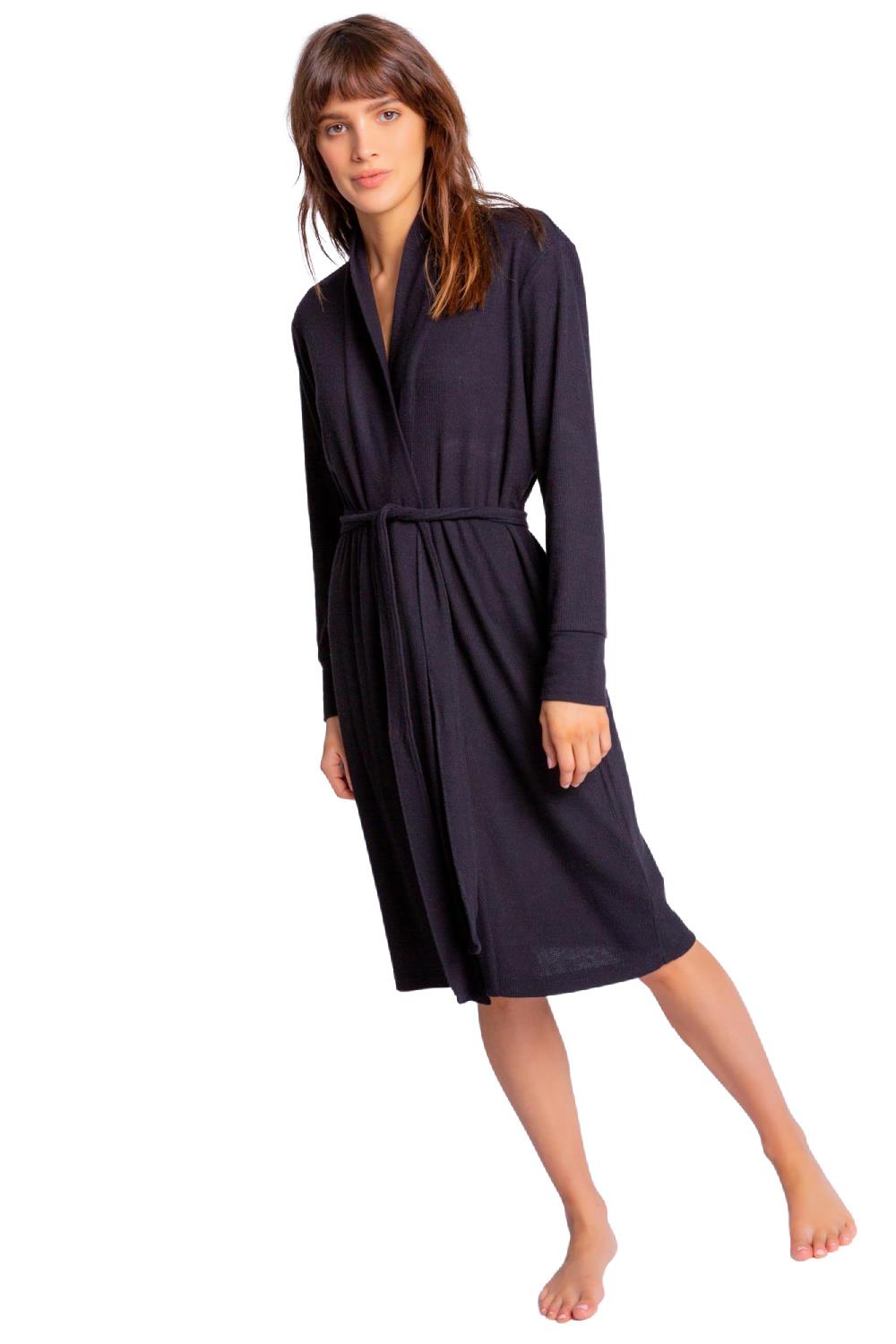 PJ Salvage Textured Essentials Robe, Black
