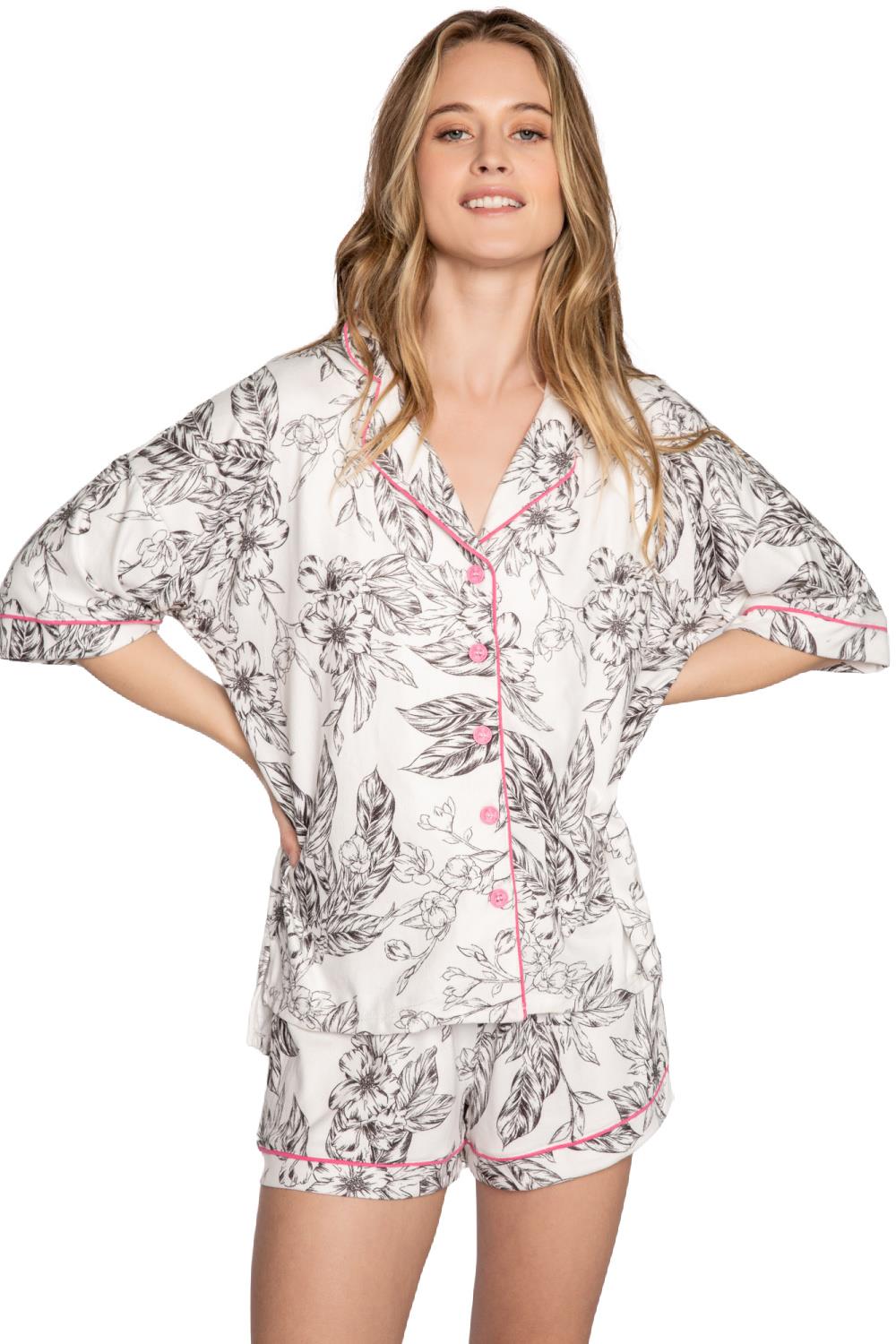 PJ Salvage Pop Pink Floral PJ Set, Ivory