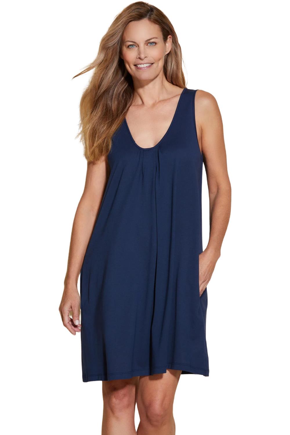 Cosabella Bella Tank Chemise with Pockets, Navy