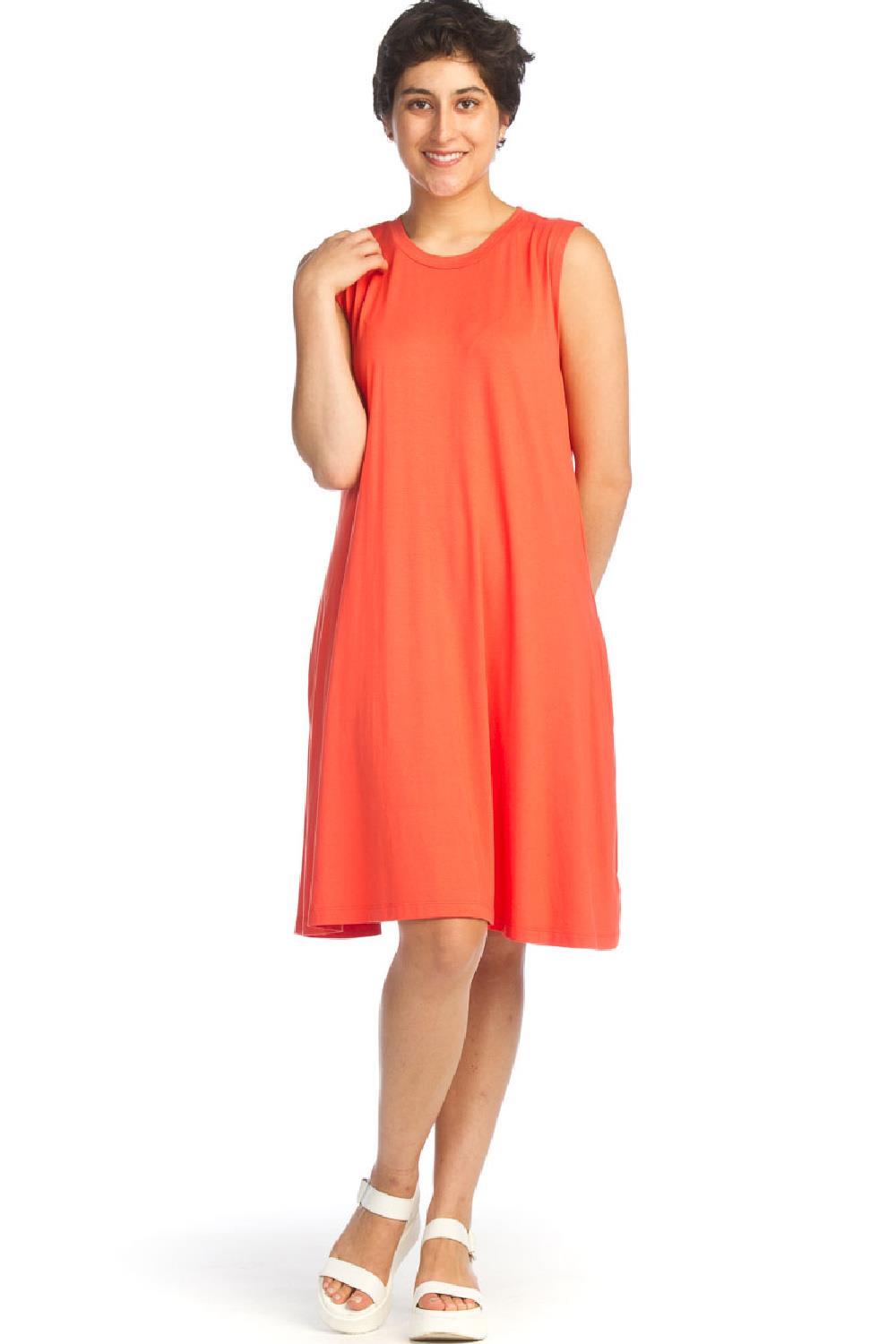 Papillon ALine Bamboo Dress with Pockets, Coral